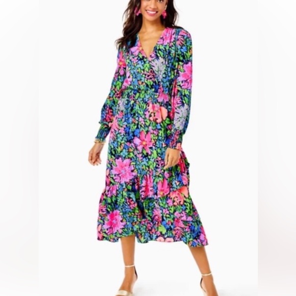 Lilly Pulitzer | Dresses | Lilly Pulitzer Cristina Stretch Midi Dress ...